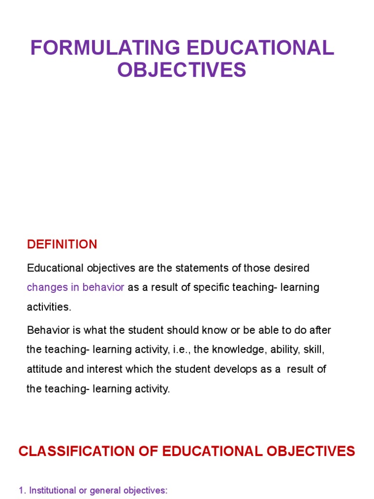 Formulating Educational Objectives in Nursing | PDF | Cognition | Neuroscience