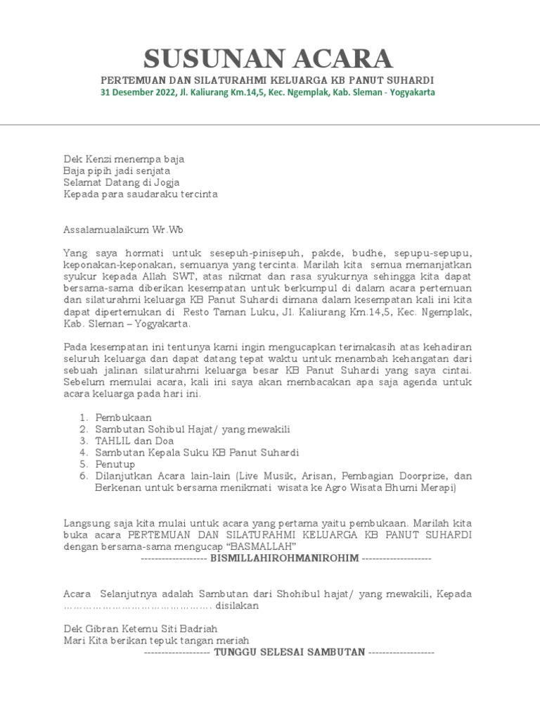 Teks MC Acara Arisan | PDF