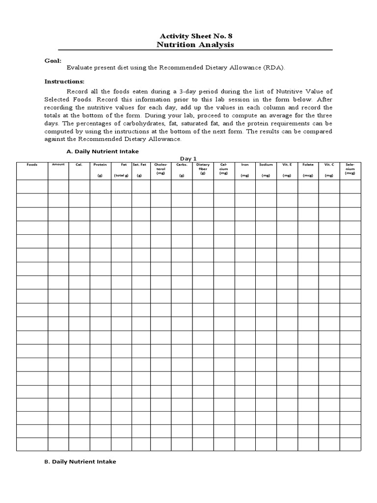 Activity Sheet No. 8 | PDF | Nutrients | Fat