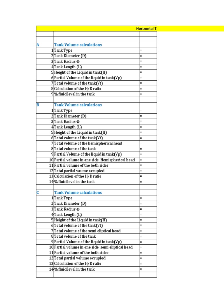Horizontal Tank Level Calculation | PDF | Volume | Metrology