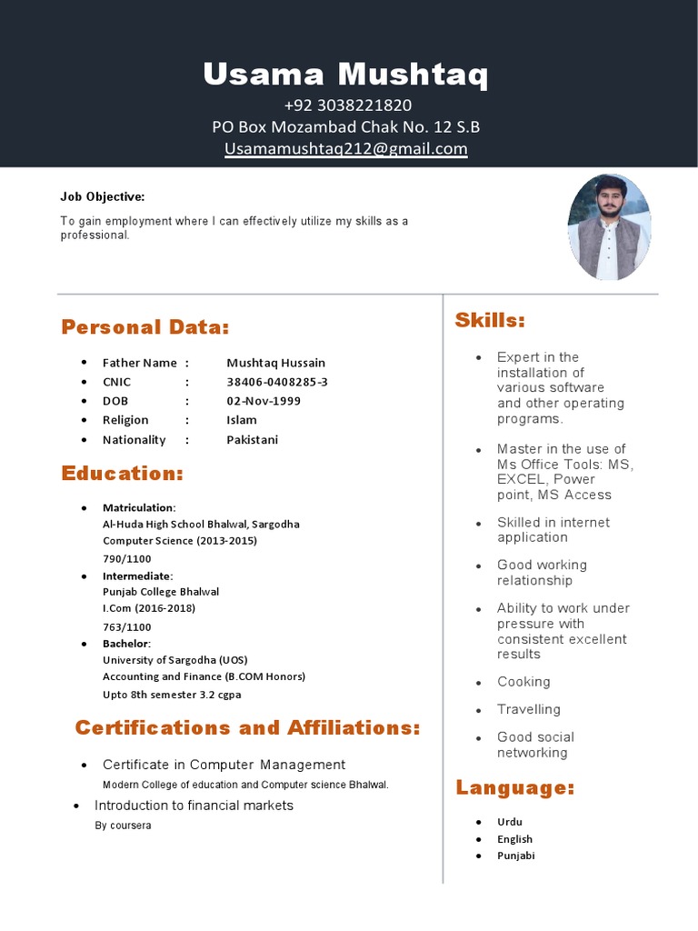 Usama CV | PDF | Computing