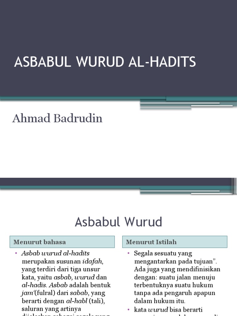 Ahmad Badrudin - Asbabul Wurud | PDF