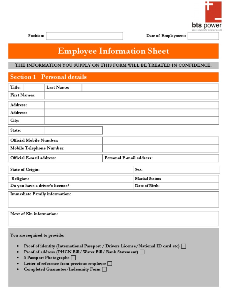 Employee Information Form | PDF | Identity Document | Justice