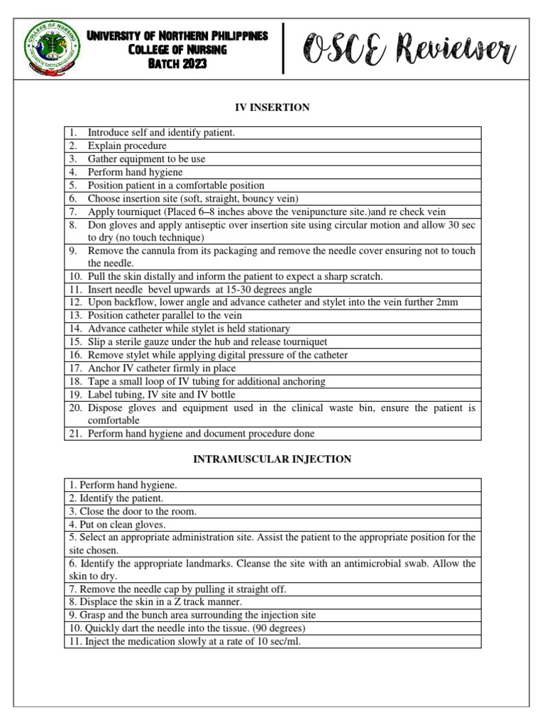 OSCE Reviewer | PDF | Catheter | Injection (Medicine)