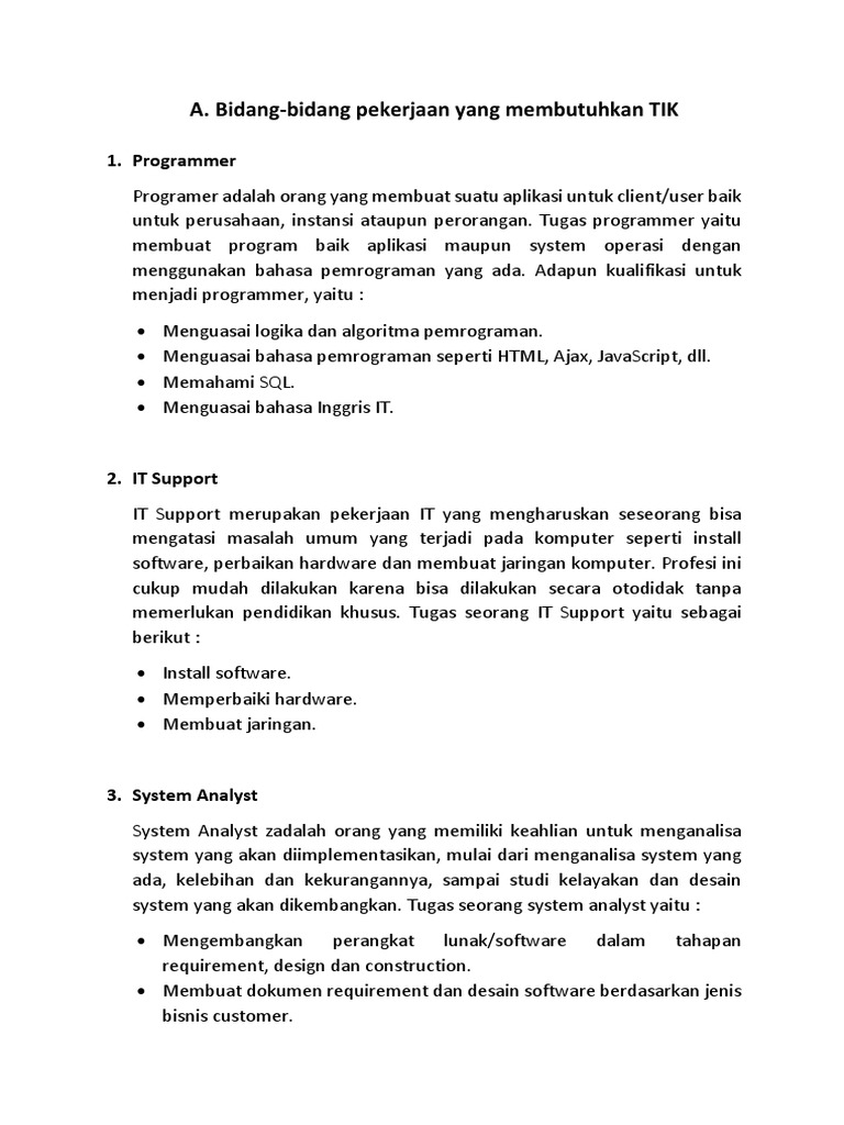 EBook Karir Dan Bidang Pekerjaan TIK | PDF