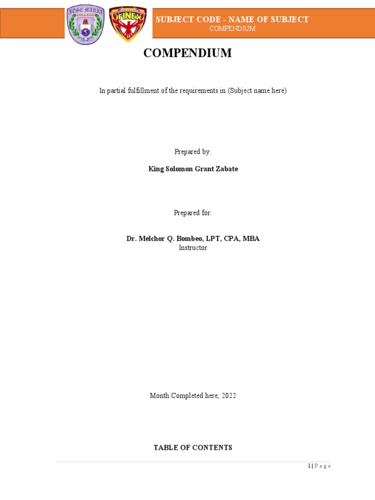 JMC Guidelines and Template For Compendium 2 | PDF | Debits And Credits ...