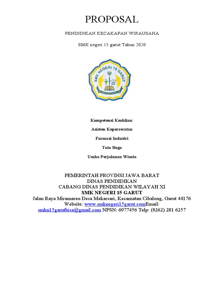 Proposal PKW SMK - Negeri - 15 - Garut | PDF