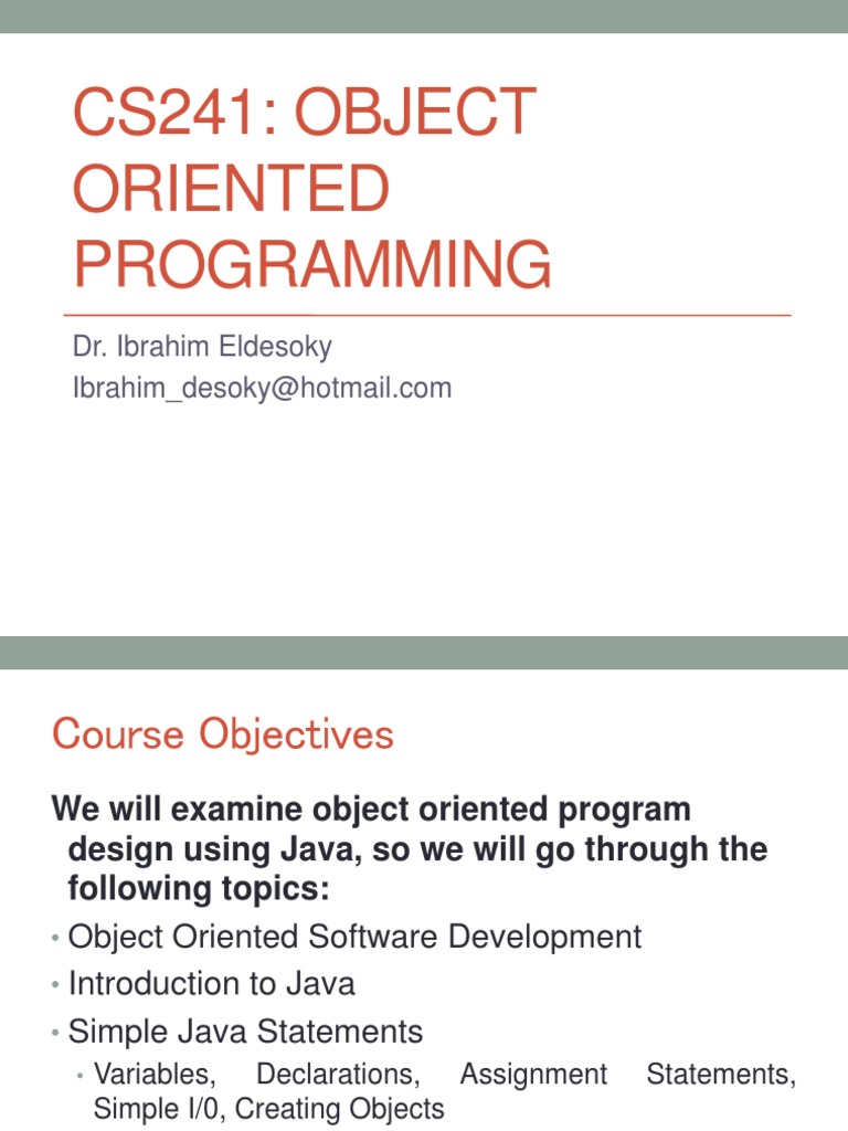 Cs 241 Lec 1 Pdf Class Computer Programming Java Programming