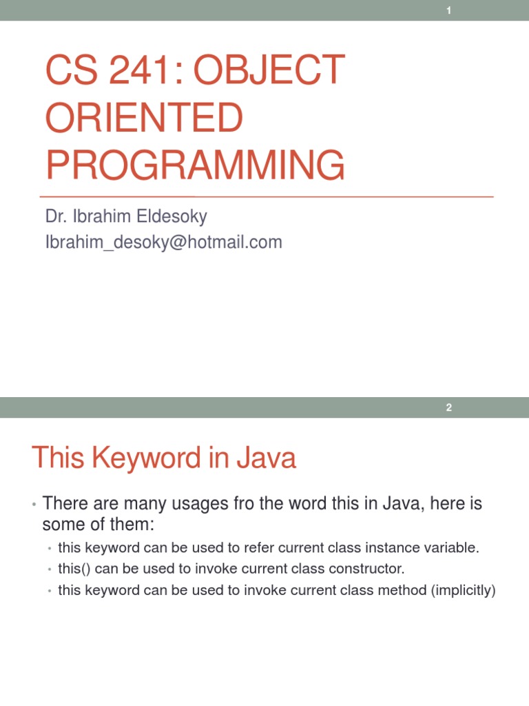 Cs 241 Lec 7 2 Pdf Programming Constructor Object Oriented Programming