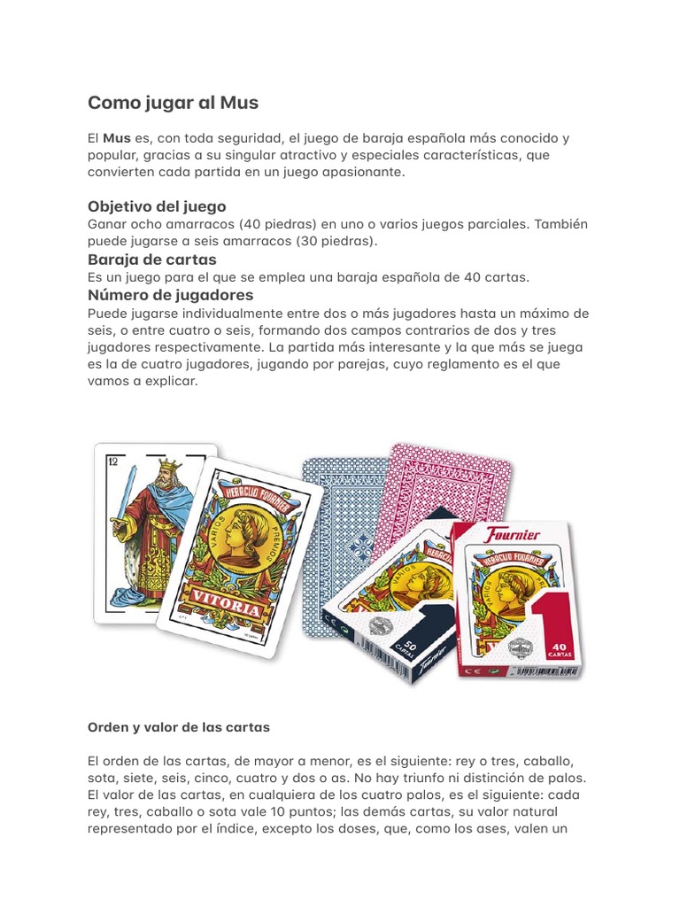 Como Jugar Al Mus | PDF | Juegos de mesa | Dispositivos de juego