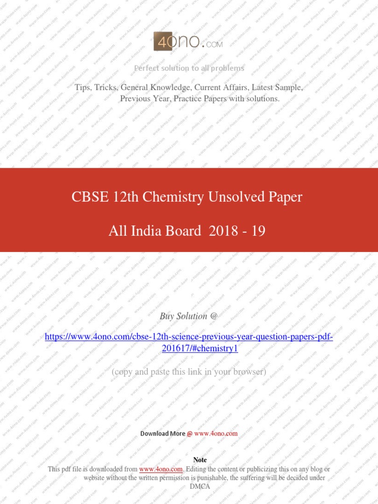 2019 Unsol Chem 12th Pyp | PDF | Chemical Reactions | Reaction Rate ...