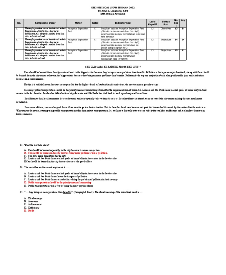 Analytical Exposition Text - Arlyn Lengkong | PDF | Public Transport ...
