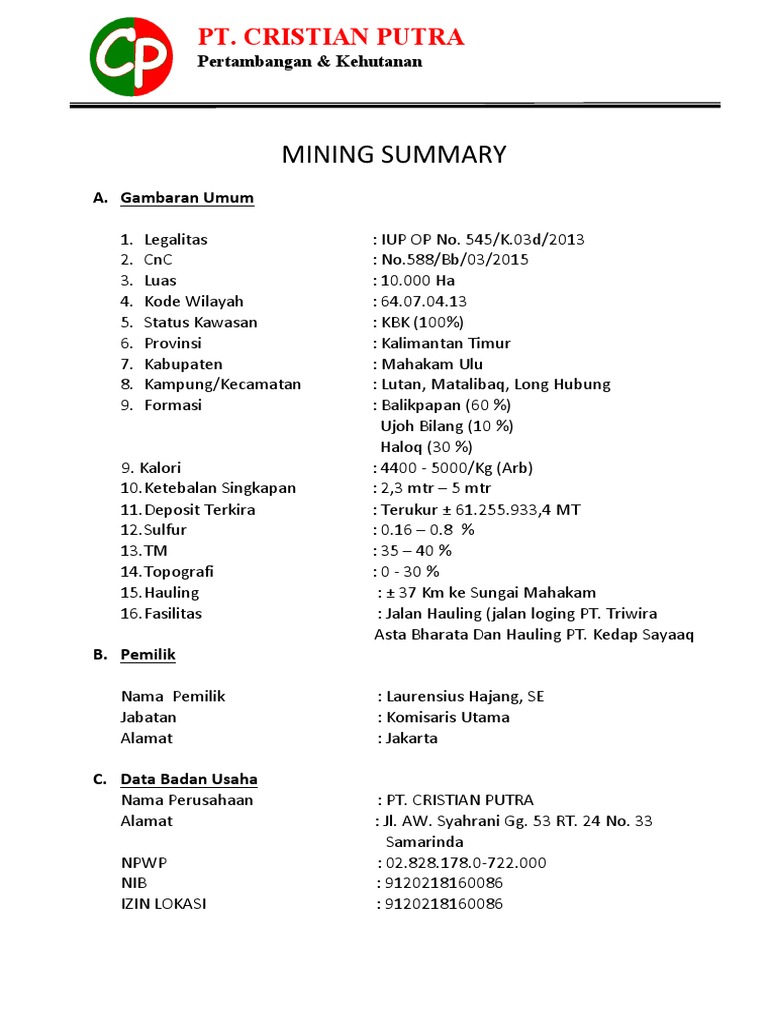 Mining Summary CP | PDF
