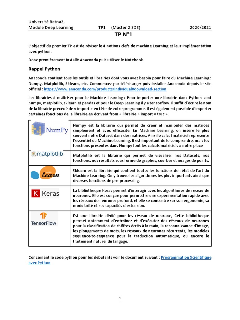 TP1 : Introduction au Machine Learning | PDF | Apprentissage ...