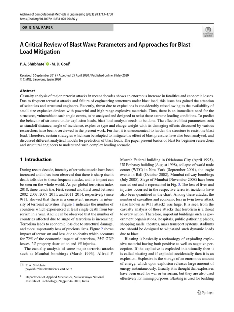 A Critical Review of Blast Wave Parameters and Approaches For Blast ...