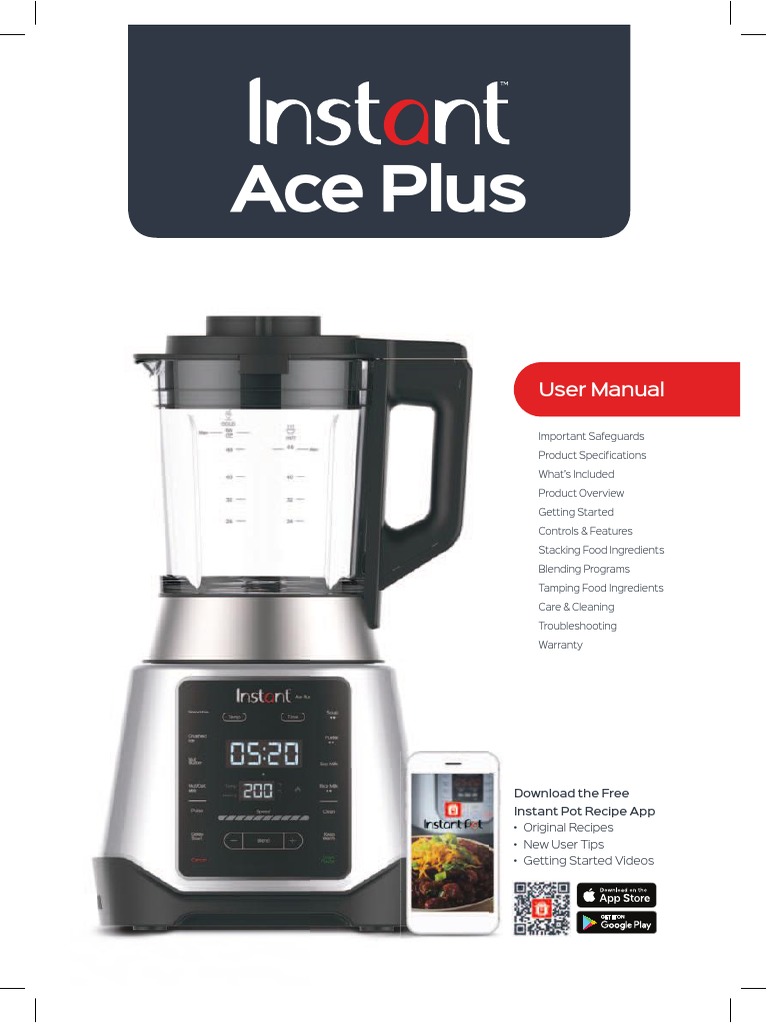 Instant Pot Ace Plus Blender | PDF | Smoothie | Blender
