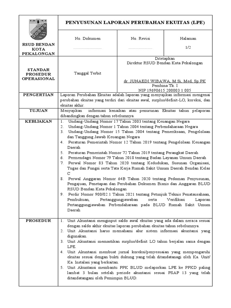 Laporan Perubahan Ekuitas RSUD Bendan | PDF