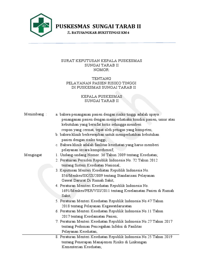 1 SK Penetapan PPK Emergensi Contoh | PDF