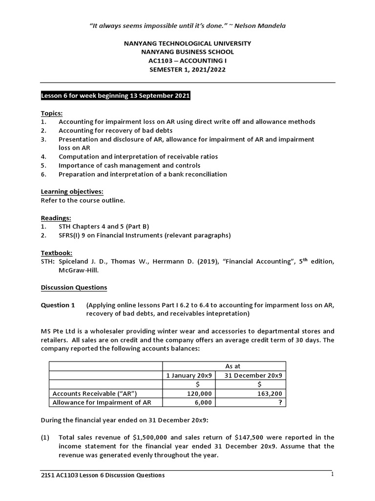 21S1 AC1103 Lesson 06 Discussion Questions | PDF | Cheque | Banks