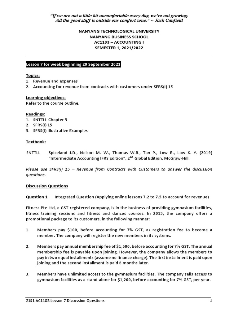 21S1 AC1103 Lesson 07 Discussion Questions | PDF | Value Added Tax | Revenue