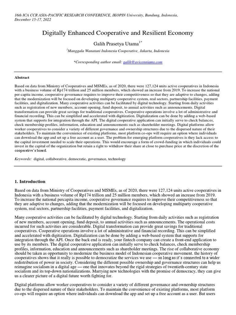 Digitally Enhanced Cooperative and Resilient Economy - Paper - 2022 ...