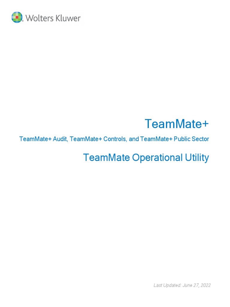 TeamMate+ Operational Utility Guide | PDF | Databases | Internet & Web