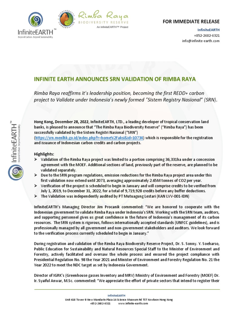 Rimba Raya Validated by Indonesia's SRN | PDF | Natural Environment