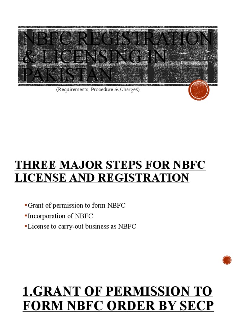 NBFC Registration & Licensing in Pakistan | PDF | Non Bank Financial ...
