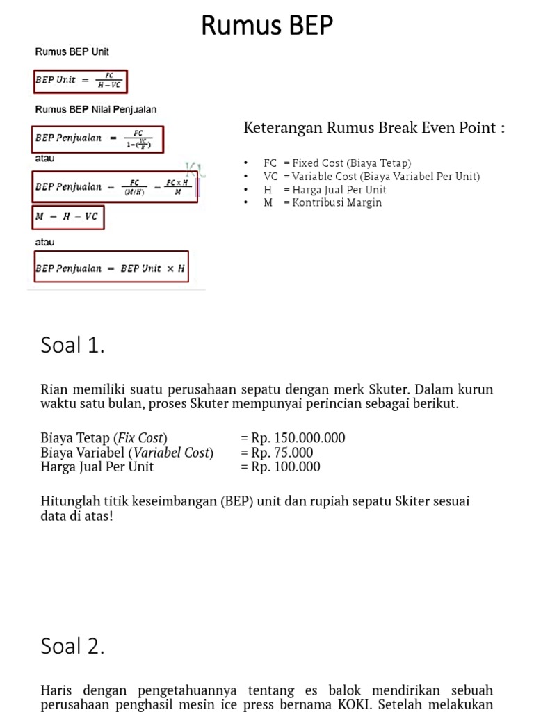 Materi Dan Soal BEP | PDF