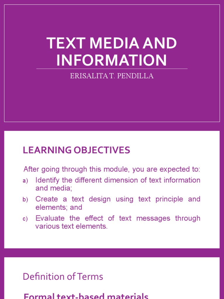 Q2 M4 Text Media and Information | PDF | Media (Communication) | Information