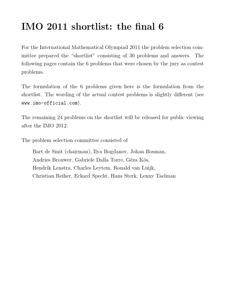 2011 Imo Official Solutions Pdf Triangle Equations