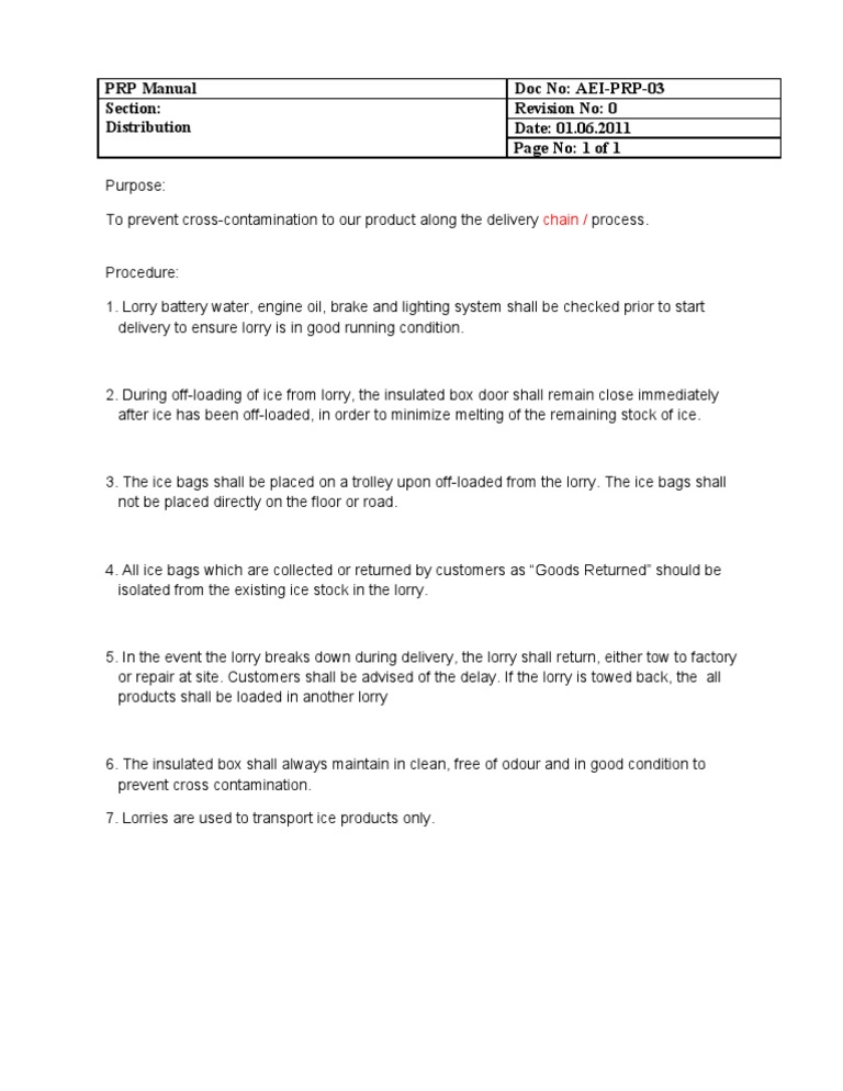 Delivery SOP | PDF | Truck | Transport