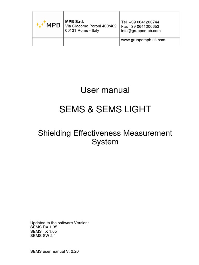 Sems User Manual | PDF | Transmitter | Electronics