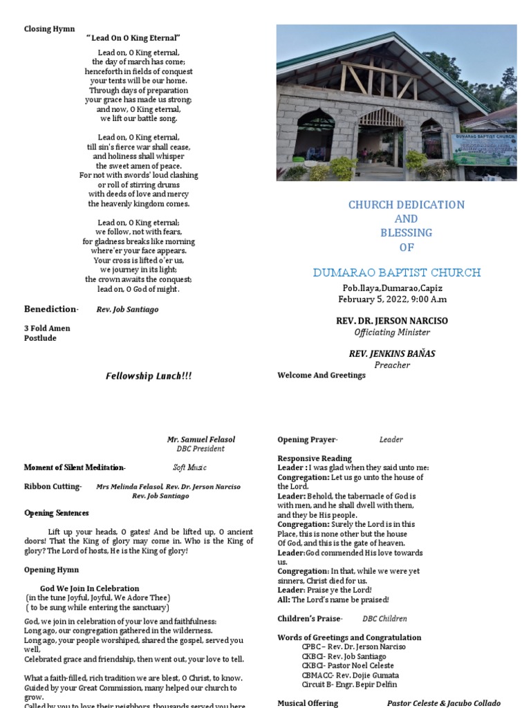 Church Dedication Program | Download Free PDF | Glory (Religion ...