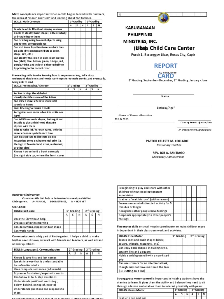 Report Card | PDF | Color | Word