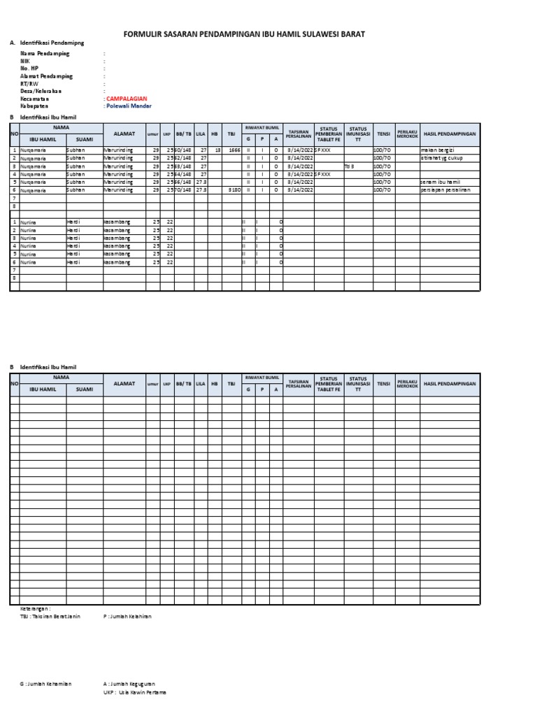Form Bumil TPK | PDF