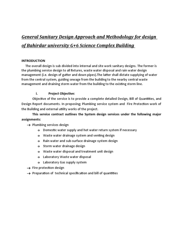 SANITARY DESIGN Technical Report | PDF | Plumbing | Water Supply Network