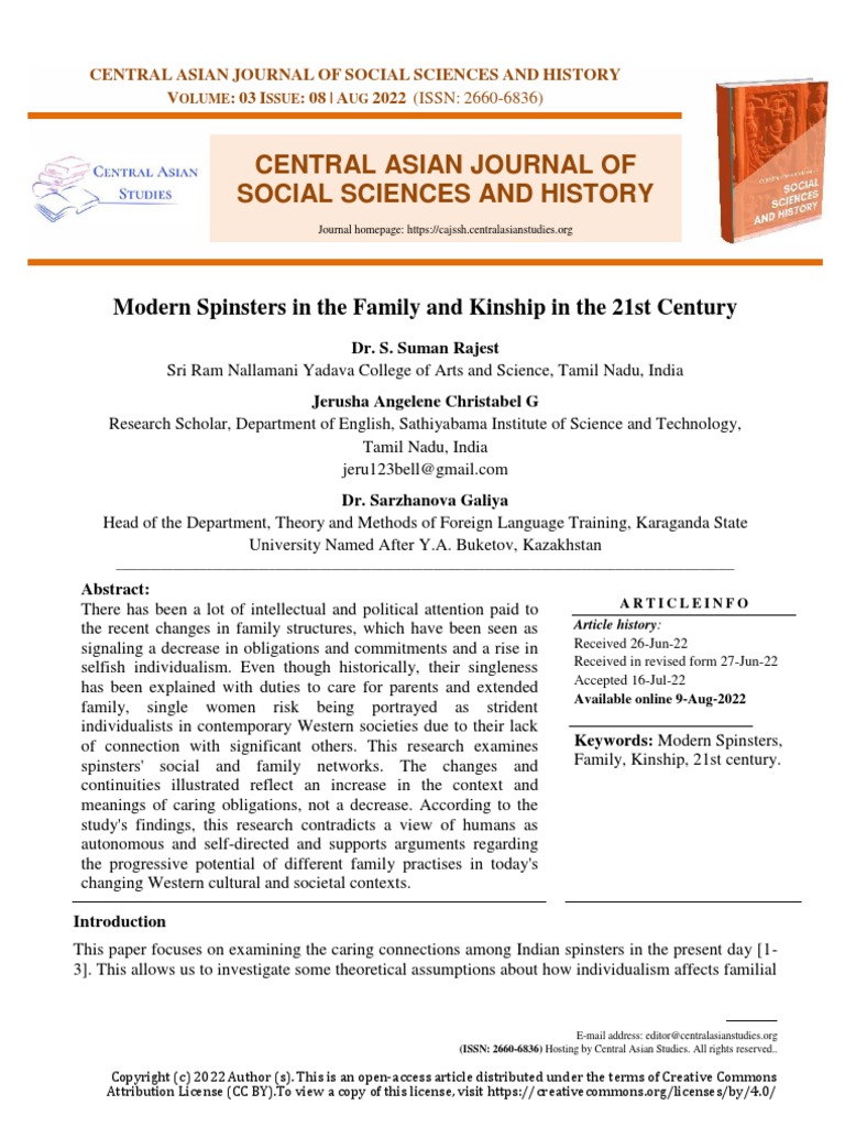 Modern Spinsters in The Family and Kinship in The 21st Century | PDF ...