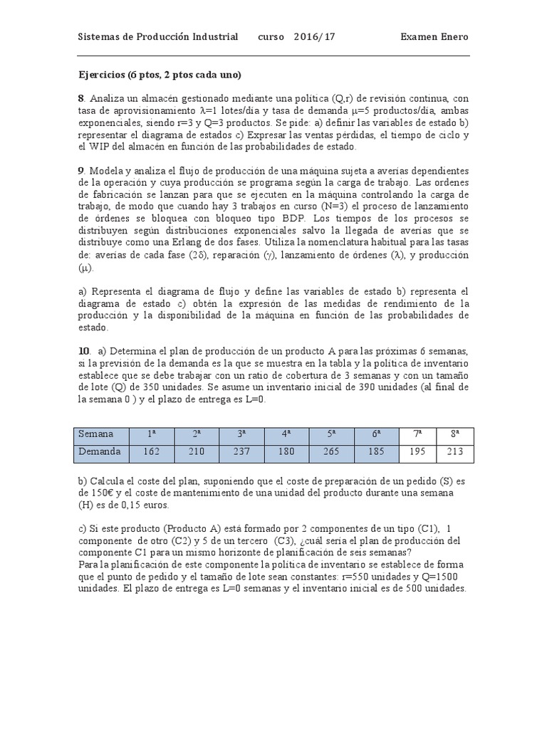 Ejercicios de Examenes Anteriores | PDF | Inventario