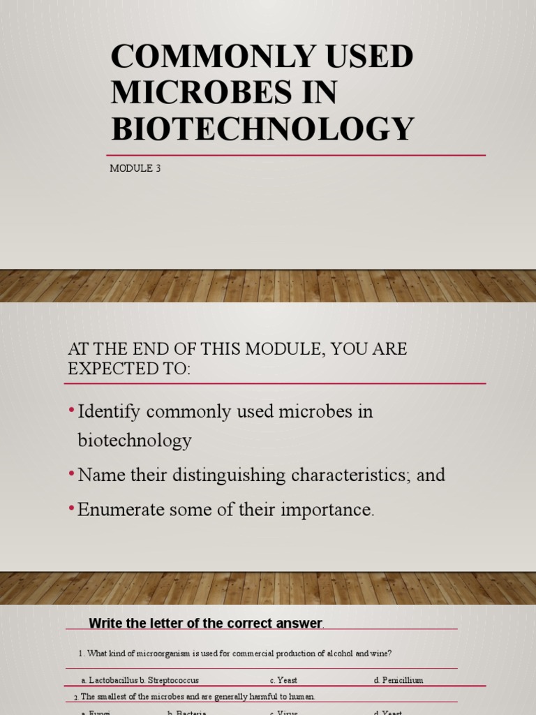 Commonly Used Microbes in Biotechnology | PDF | Bacteria | Virus
