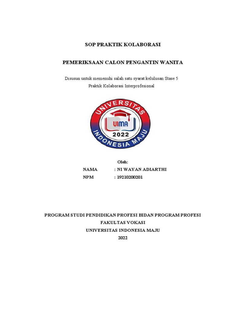 Laporan SOP Catin B.way | PDF