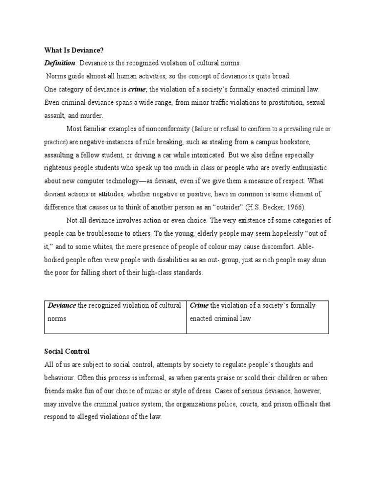 What Is Deviance | PDF | Deviance (Sociology) | Social Psychology