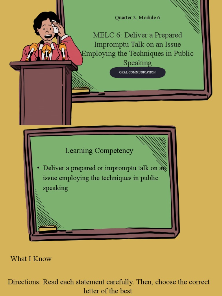 Impromptu and Extemporaneous Speaking | PDF | Body Language | Gesture