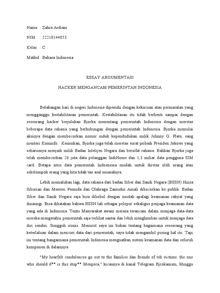 Essay Argumentasi | PDF