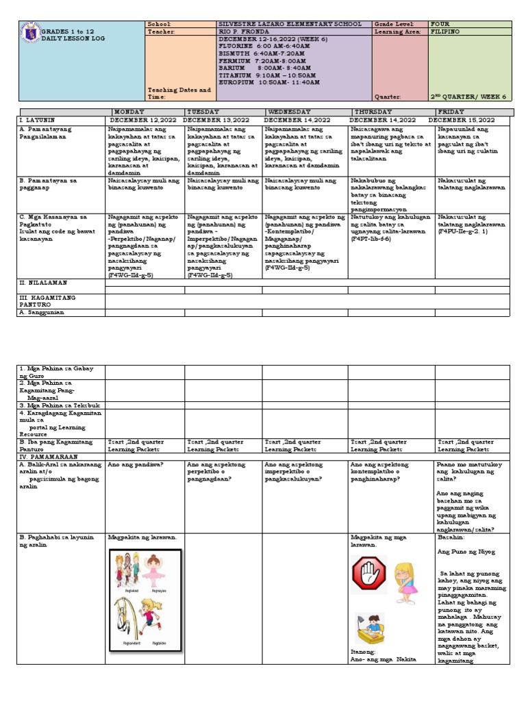 DLL Filipino 4 q2 w6 | PDF