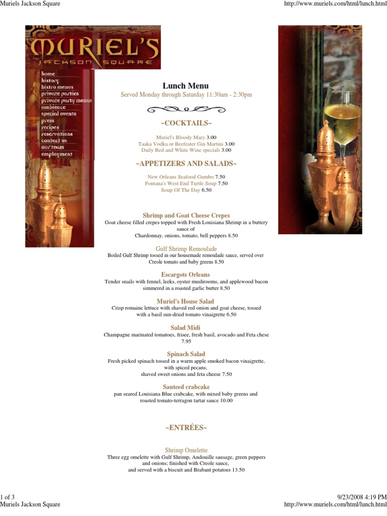 Lunch Menu | PDF | Louisiana Creole Cuisine | Salad