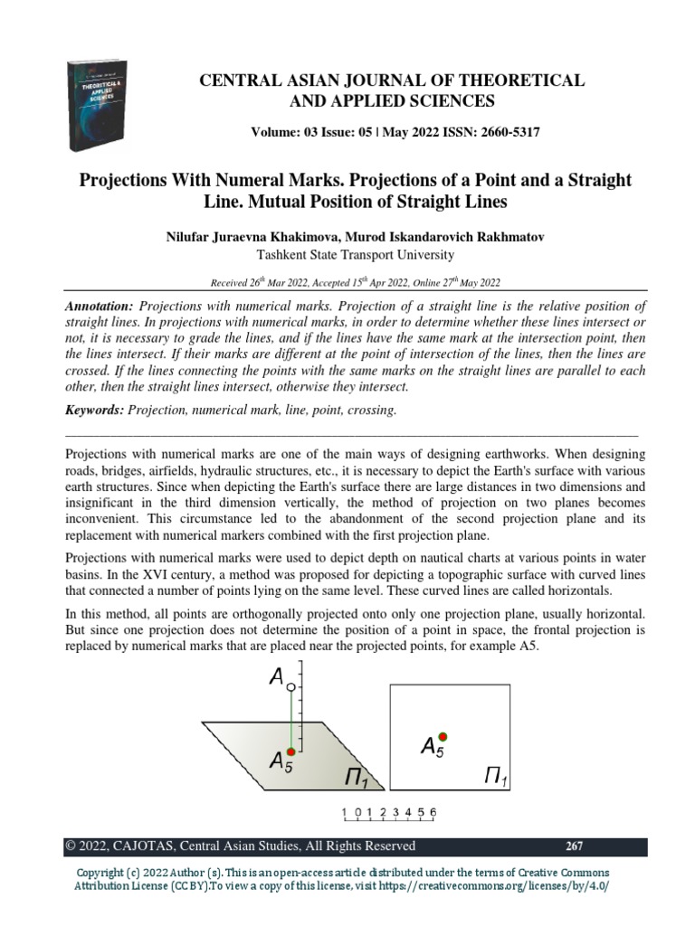 Projections With Numeral Marks. Projections of A Point and A Straight ...
