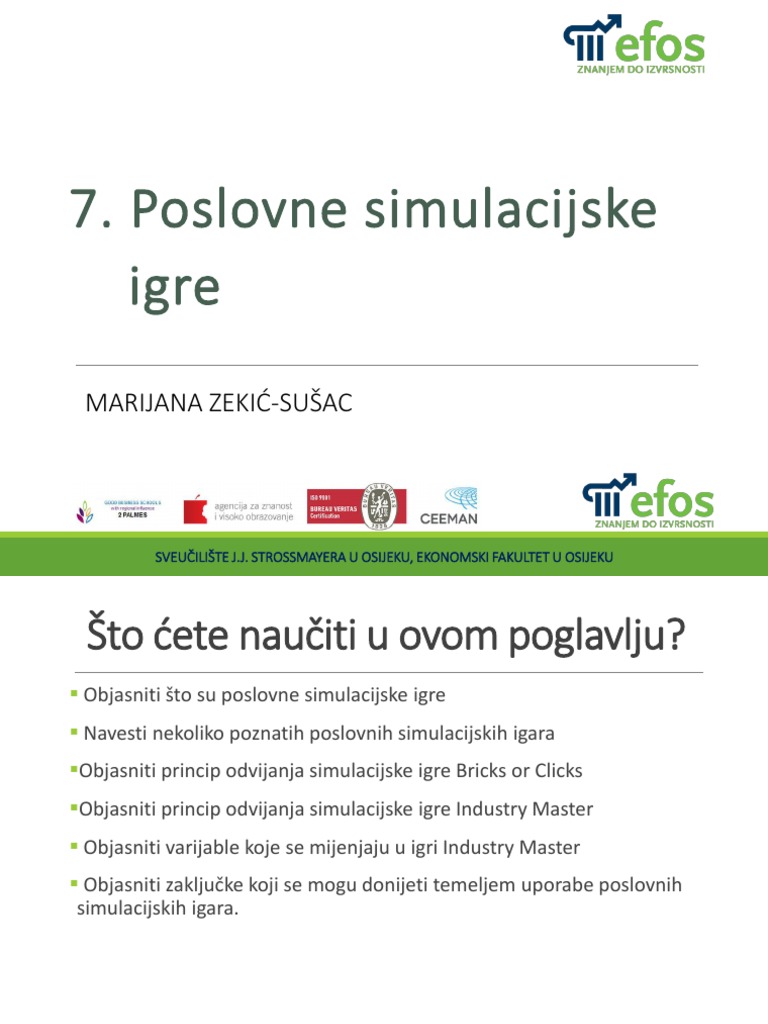 Predavanje 7 Poslovne Simulacijske Igre | PDF