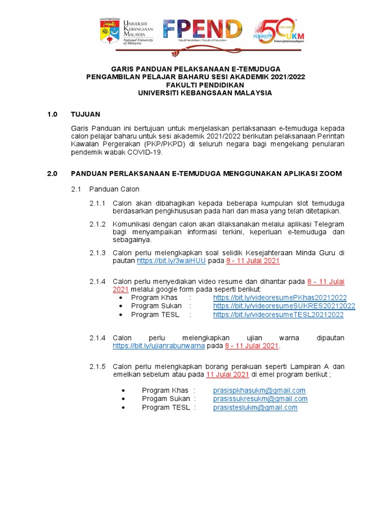 Garis Panduan Calon E-Temuduga 20212022 | PDF