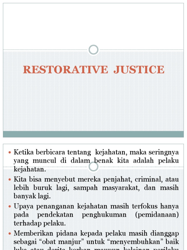 Restorative Justice | PDF